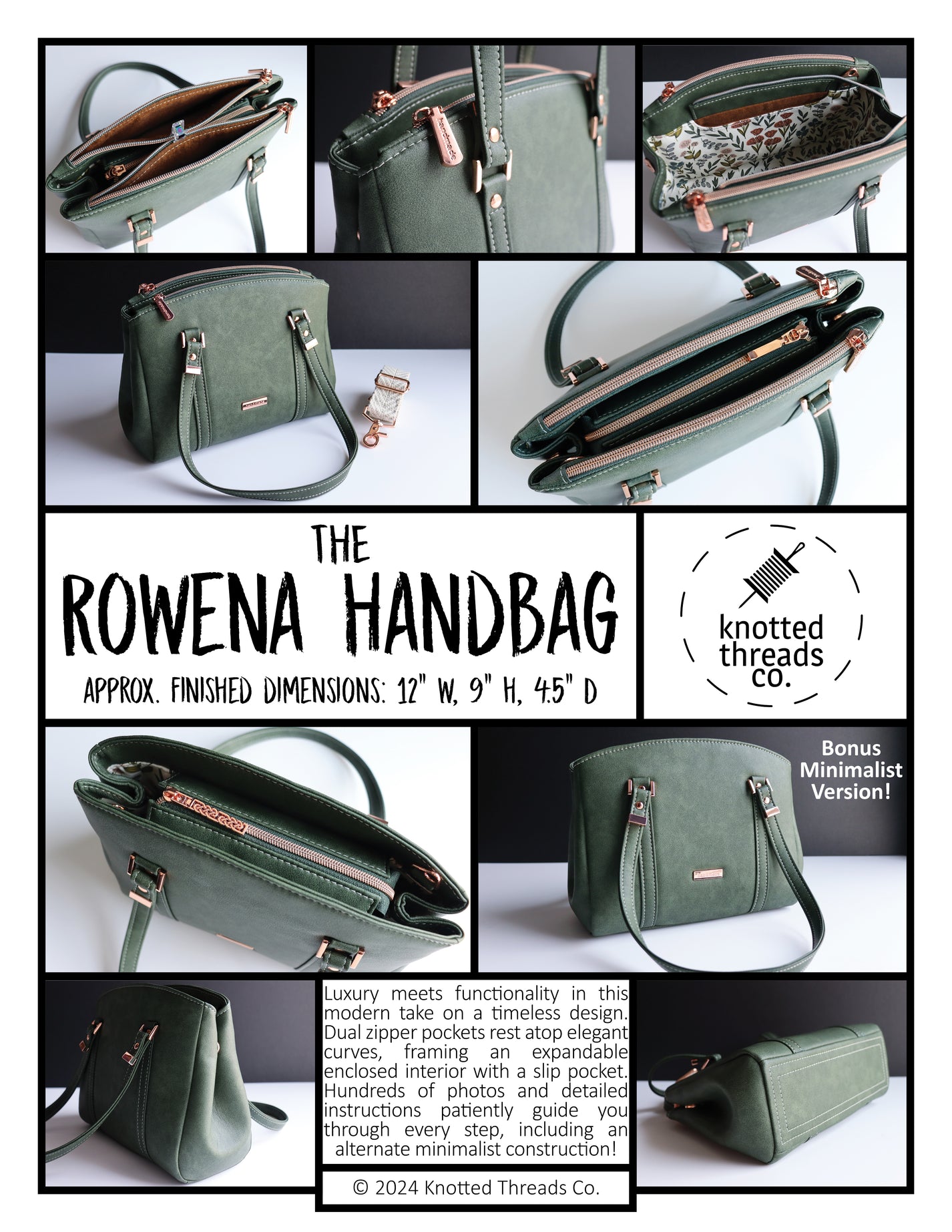 Rowena Handbag PDF Pattern – Knotted Threads Co., LLC