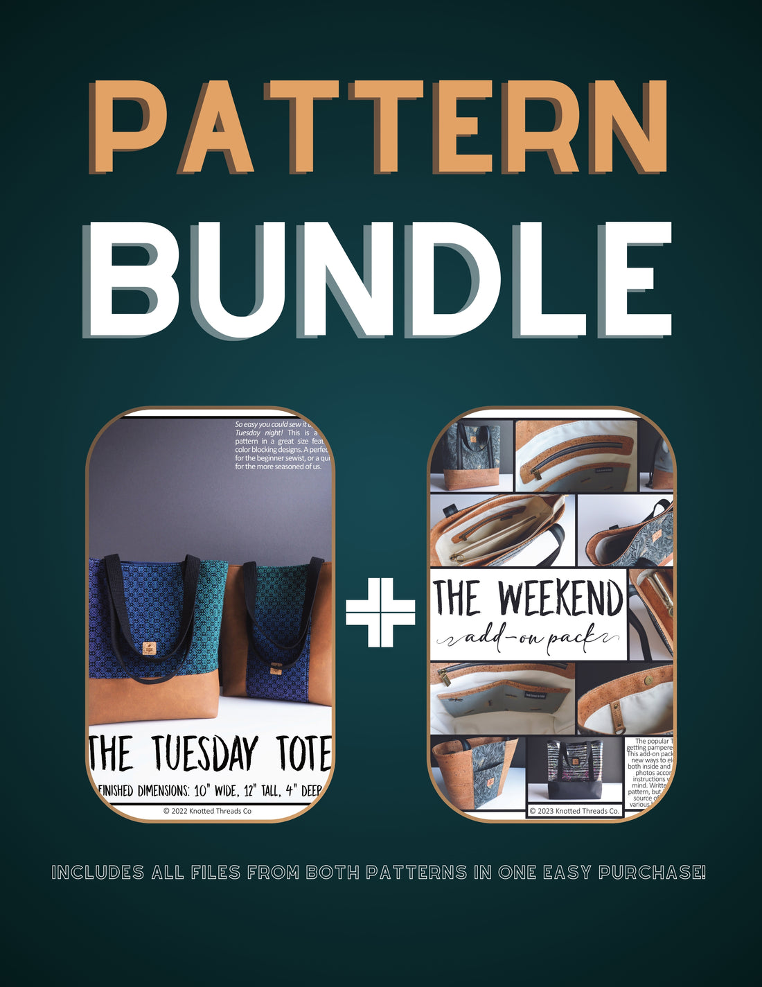 BUNDLE: Tuesday Tote + Weekend Add-On Pack PDF Pattern – Knotted ...
