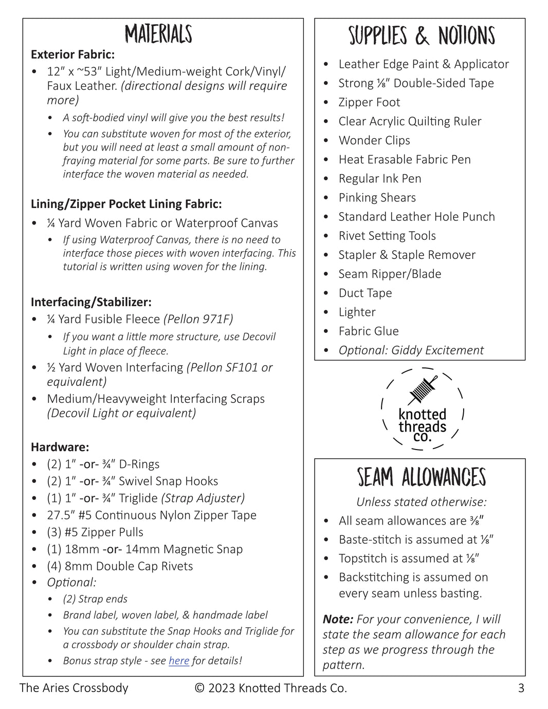 PDF Patterns – Knotted Threads Co., LLC